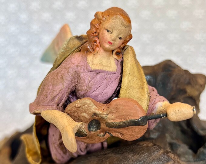 Vintage Italian Cartapesta Angel Christmas Ornament, PINK Angel With ...