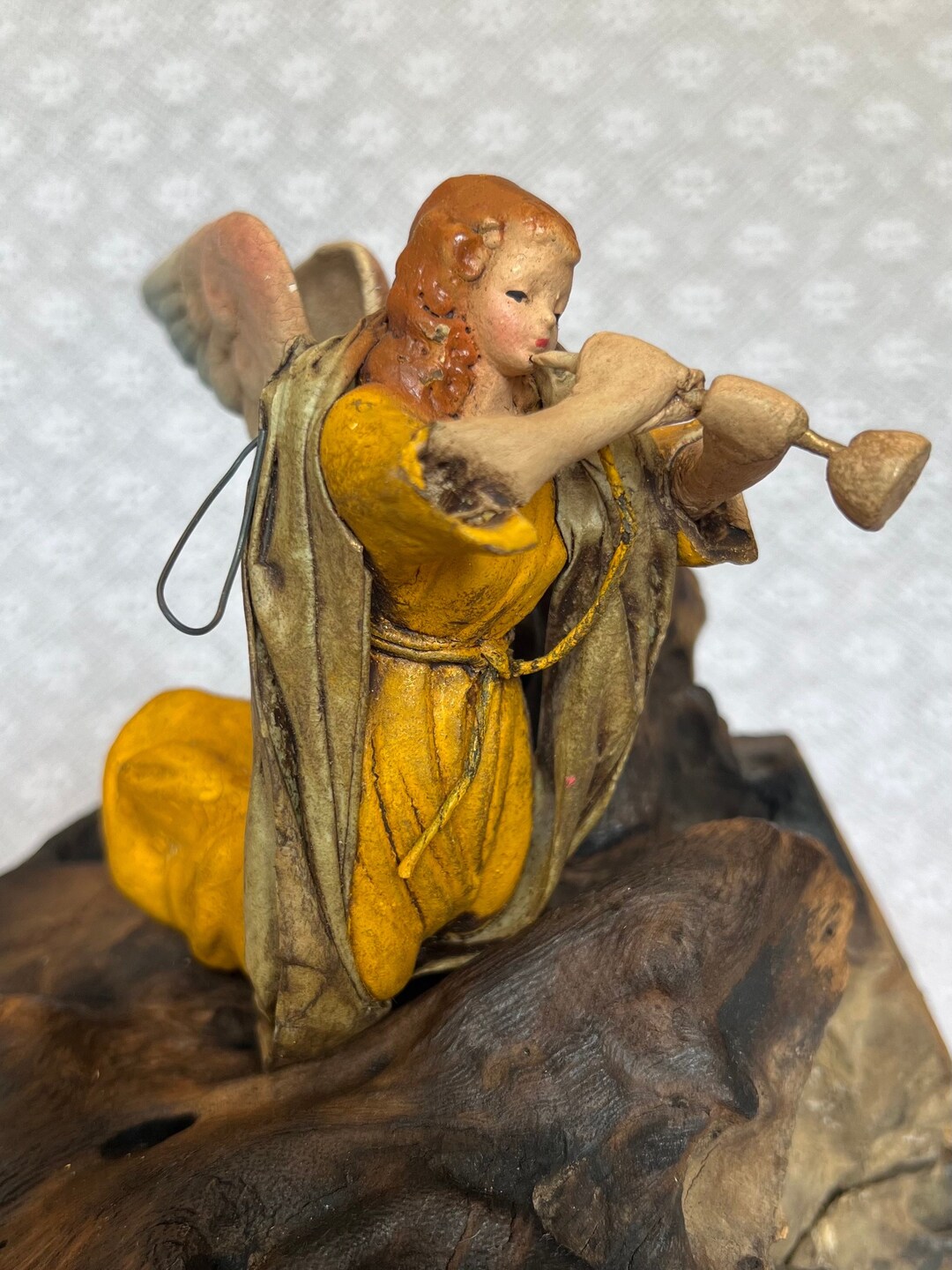Vintage Italian Cartapesta Angel Christmas Ornament, YELLOW Angel With ...