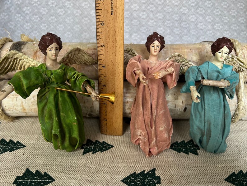 Lot of 3 Vintage Cartapesta STYLE Angel Ornaments Italian Paper Mache ...