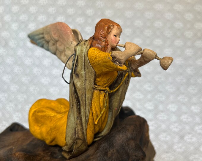 Vintage Italian Cartapesta Angel Christmas Ornament, YELLOW Angel With ...