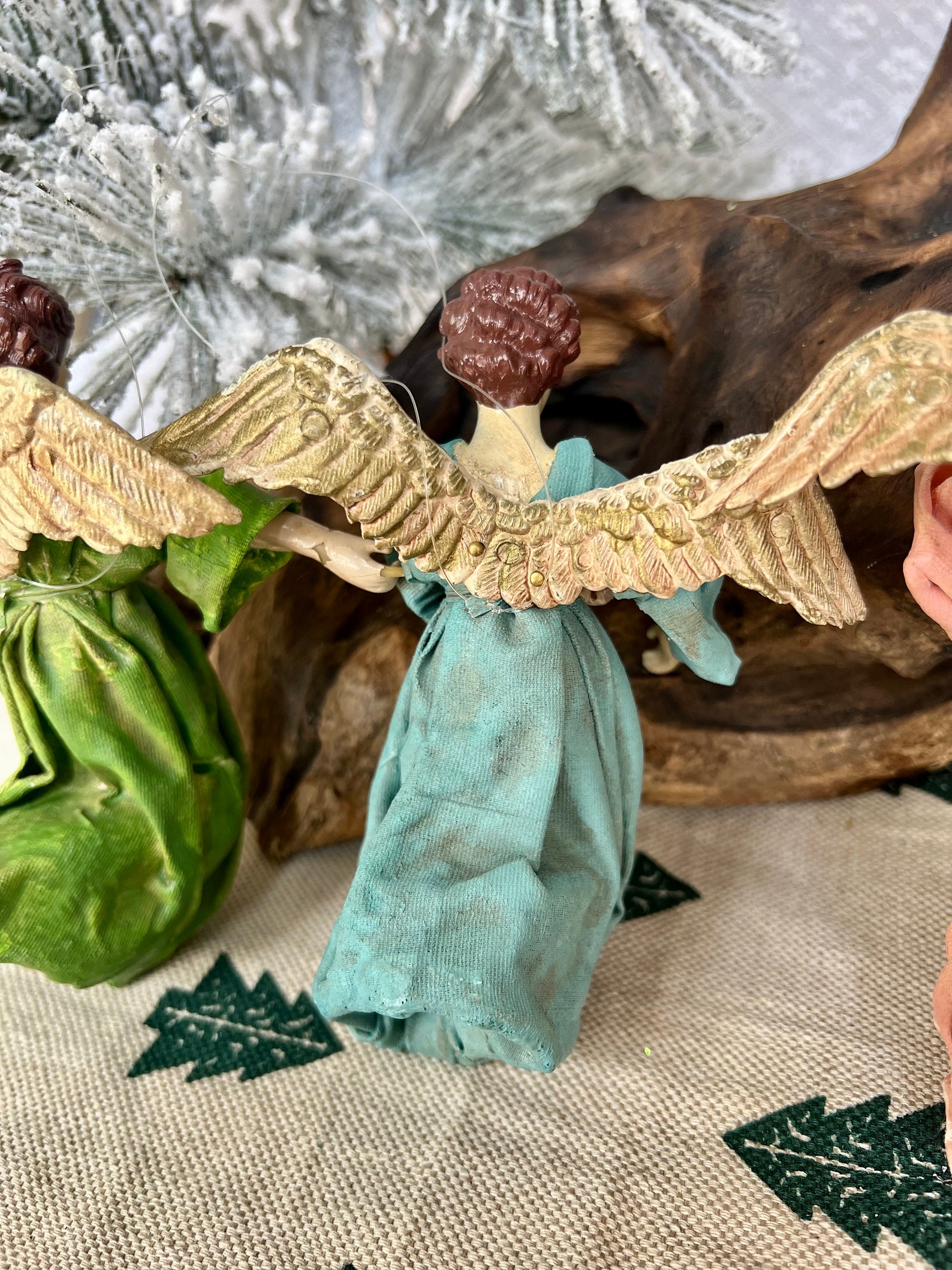 Lot of 3 Vintage Cartapesta STYLE Angel Ornaments Italian Paper Mache ...