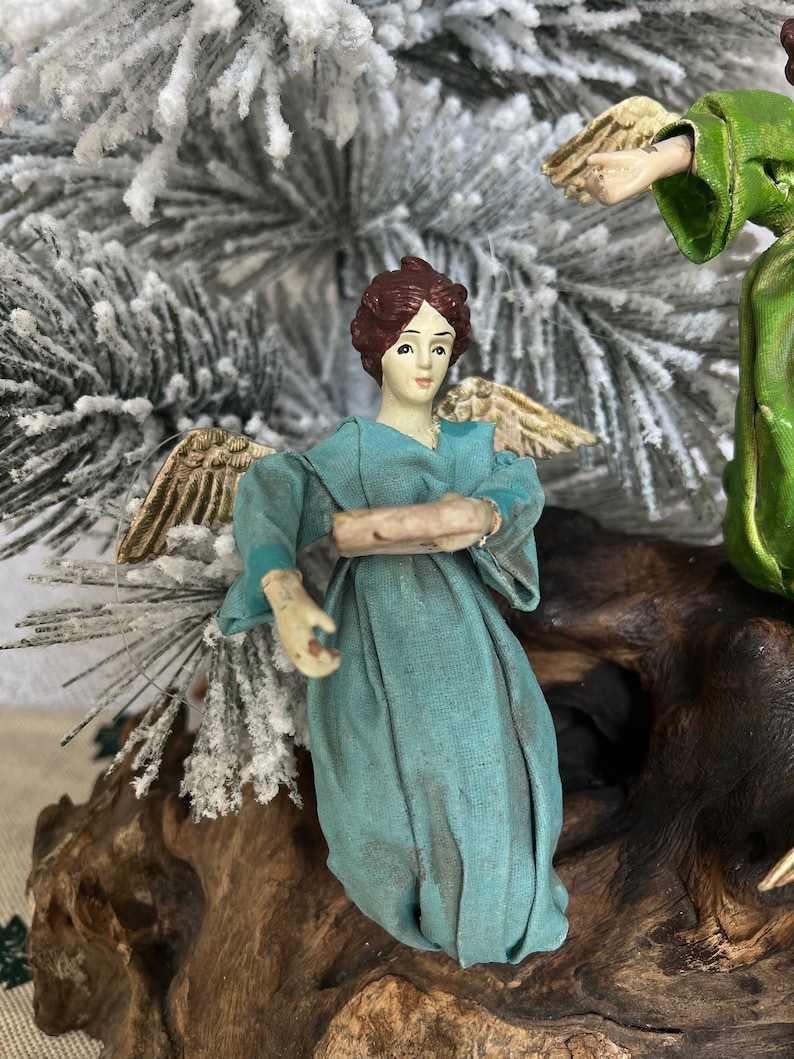 Lot of 3 Vintage Cartapesta STYLE Angel Ornaments Italian Paper Mache ...