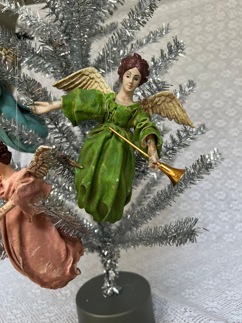 Lot of 3 Vintage Cartapesta STYLE Angel Ornaments Italian Paper Mache ...