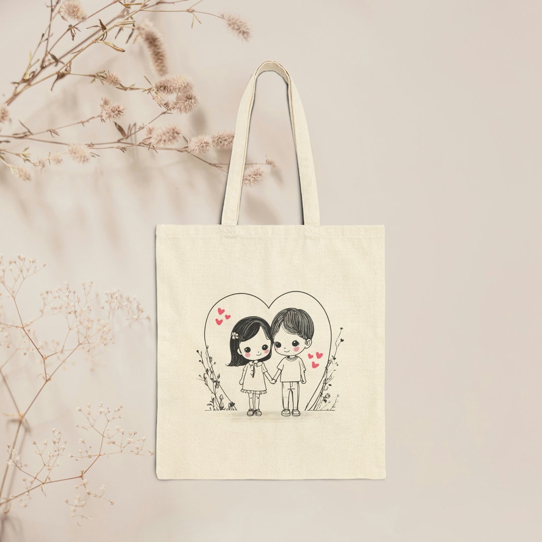 Couple Cotton Canvas Tote Bag, Anniversary Gift - Etsy