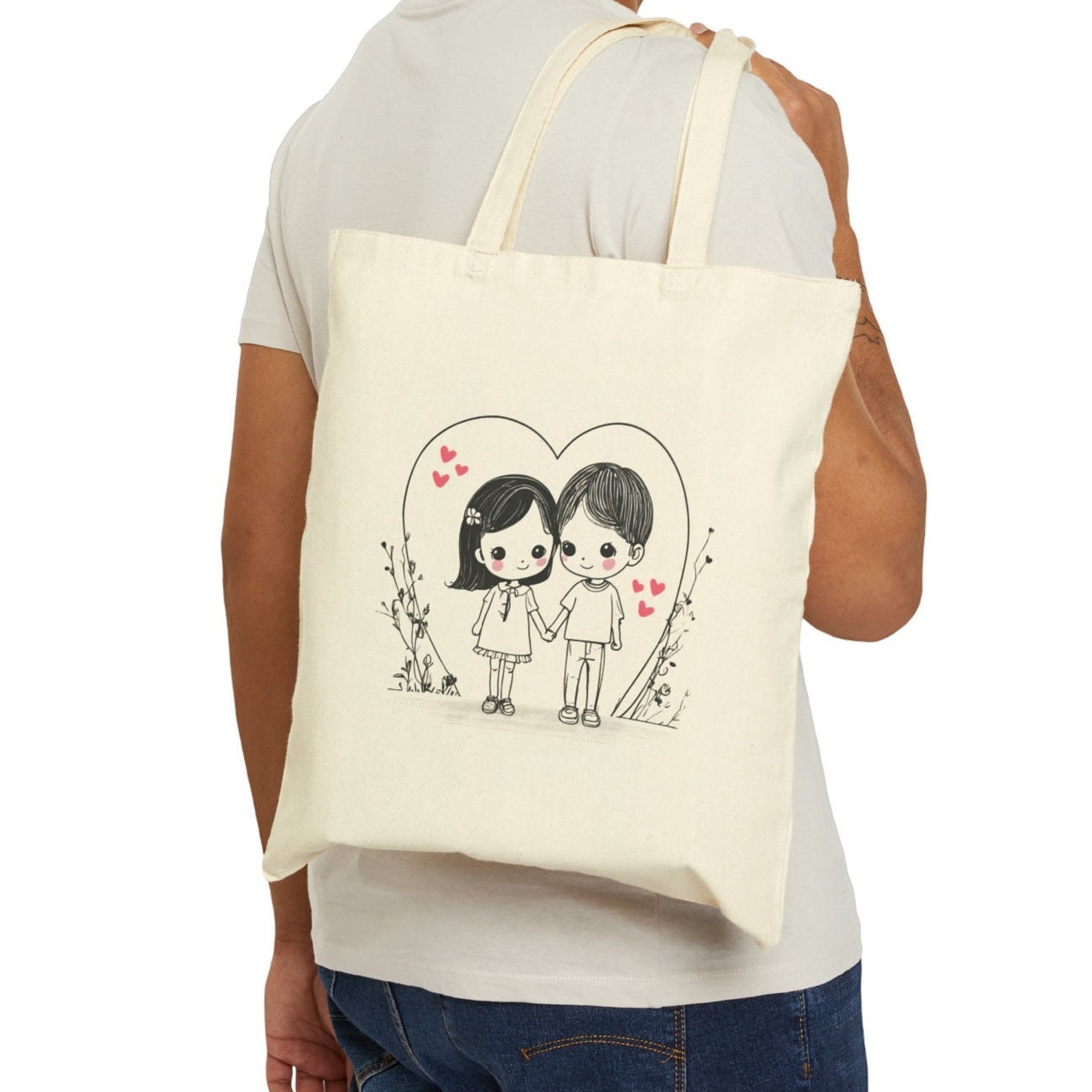 Couple Cotton Canvas Tote Bag, Anniversary Gift - Etsy