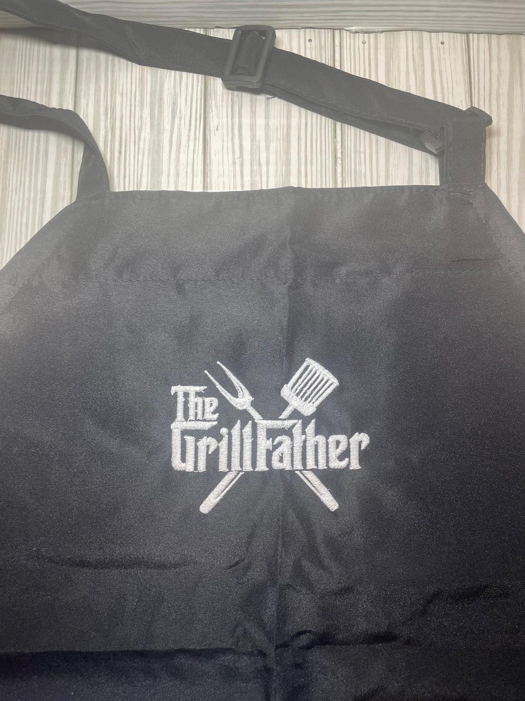 The Grillfather Apron | Embroidered | Black Apron - Etsy