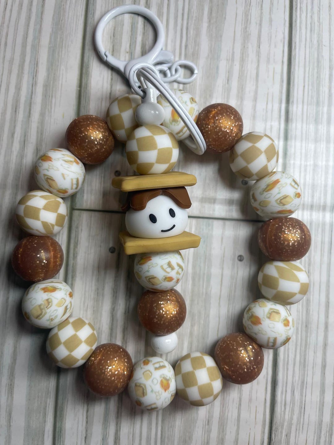 Smores Beaded Wristlet W/ Keychain Bar - Etsy