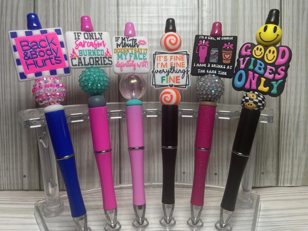 Beaded Pens W/ Silicone Focal Beads - Etsy