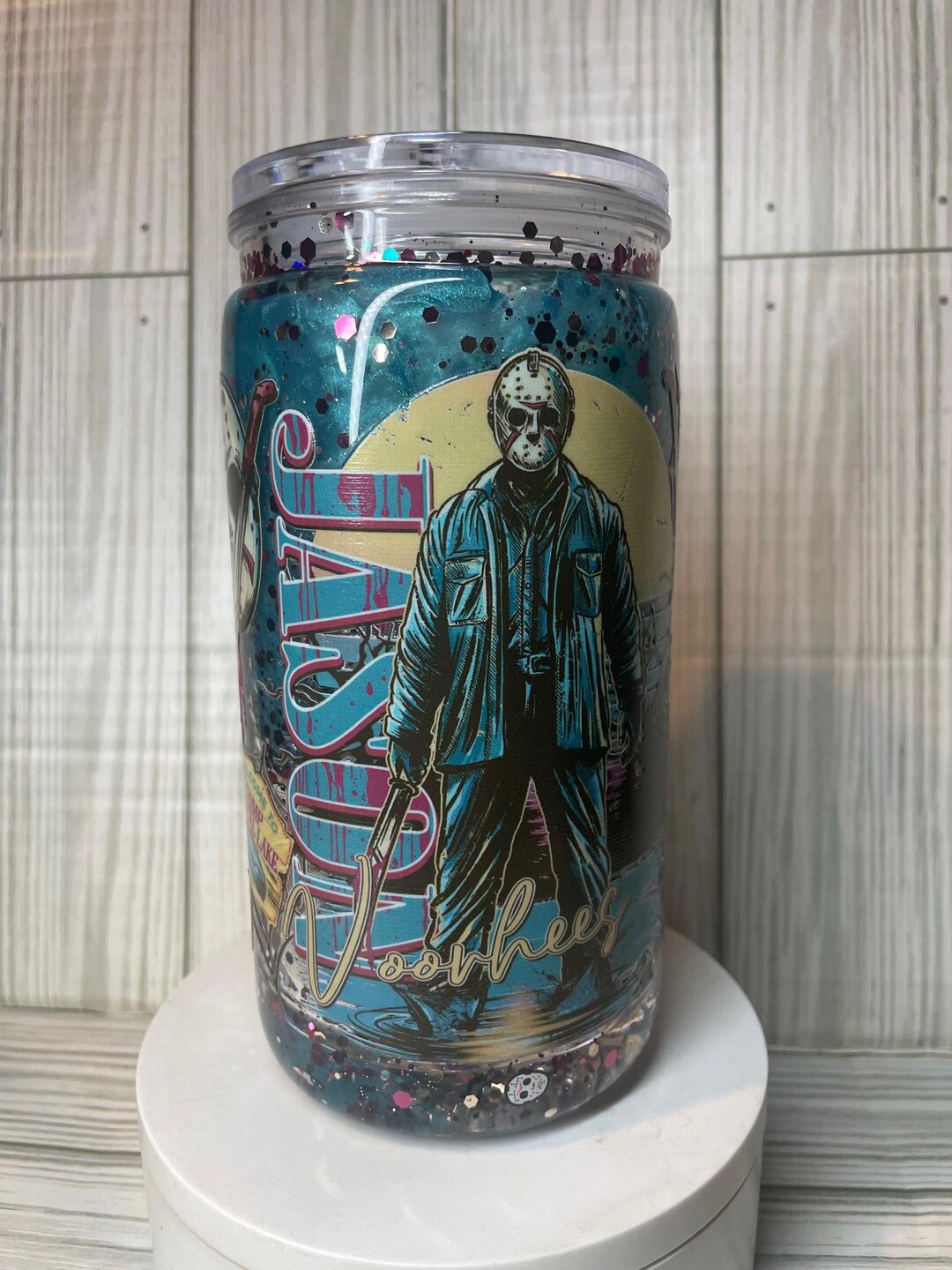 16 Oz Jason/lava Drip/glitter Snowglobe Tumbler - Etsy