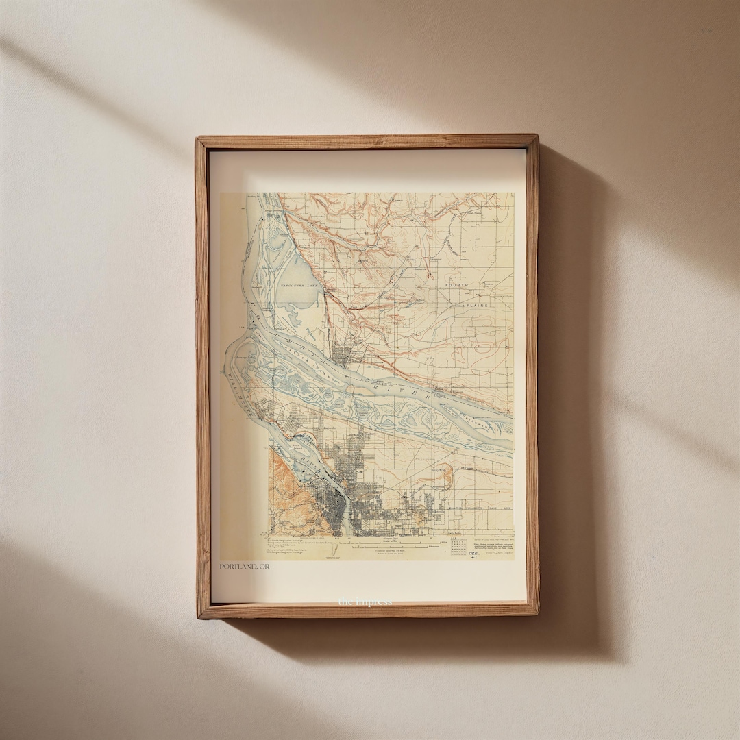 Vintage Portland, OR Map Poster - Instant Download Map, Oregon Wall Map ...
