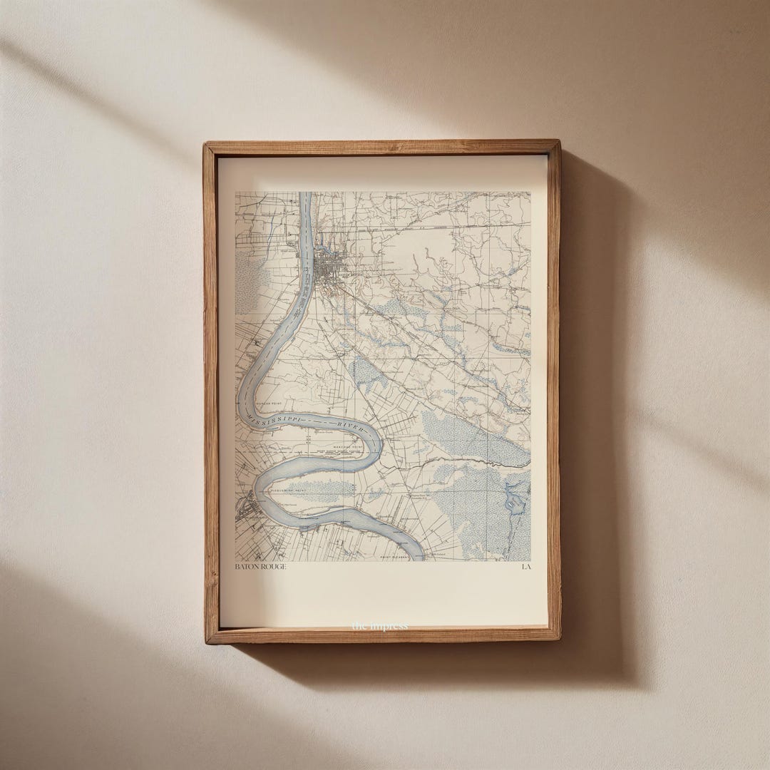 Vintage Baton Rouge, Louisiana Map Poster - Instant Download Map ...