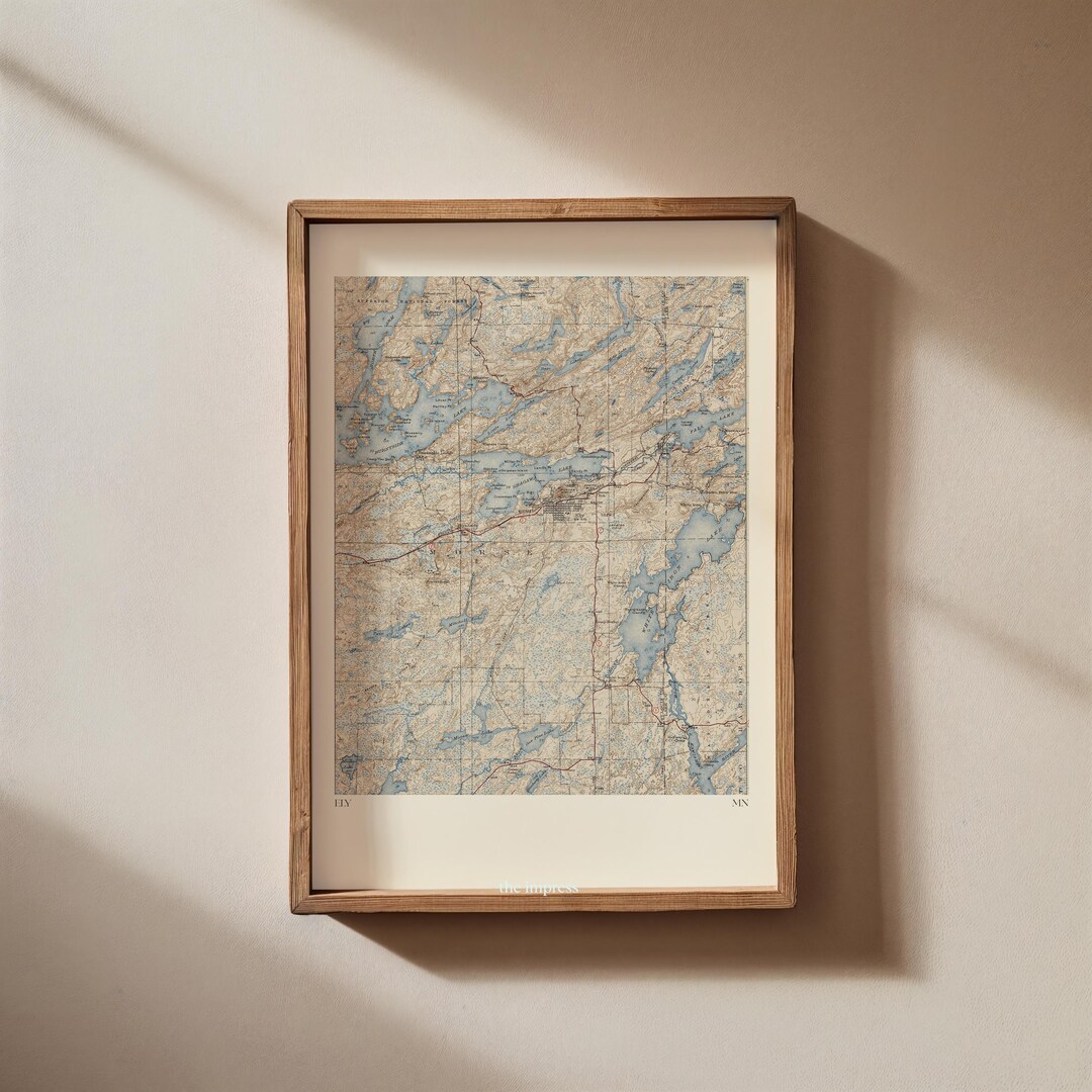 Vintage Ely, Minnesota Map Poster - Instant Download Map - Vintage US ...