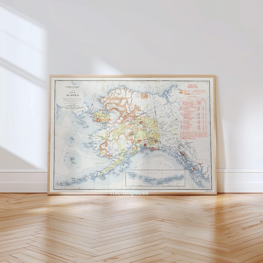 Vintage Topographic Map of Alaska - Instant Download Map - Alaska Wall ...