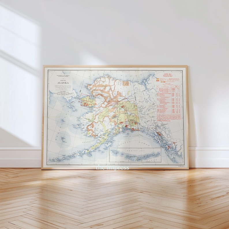 Vintage Topographic Map of Alaska - Instant Download Map - Alaska Wall ...