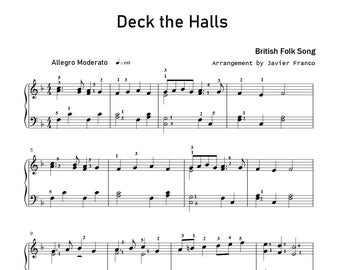 Deck the Halls Piano Sheet Music, Let's Play Music, Christmas, Beginner Piano, Easy, Funeasy ...