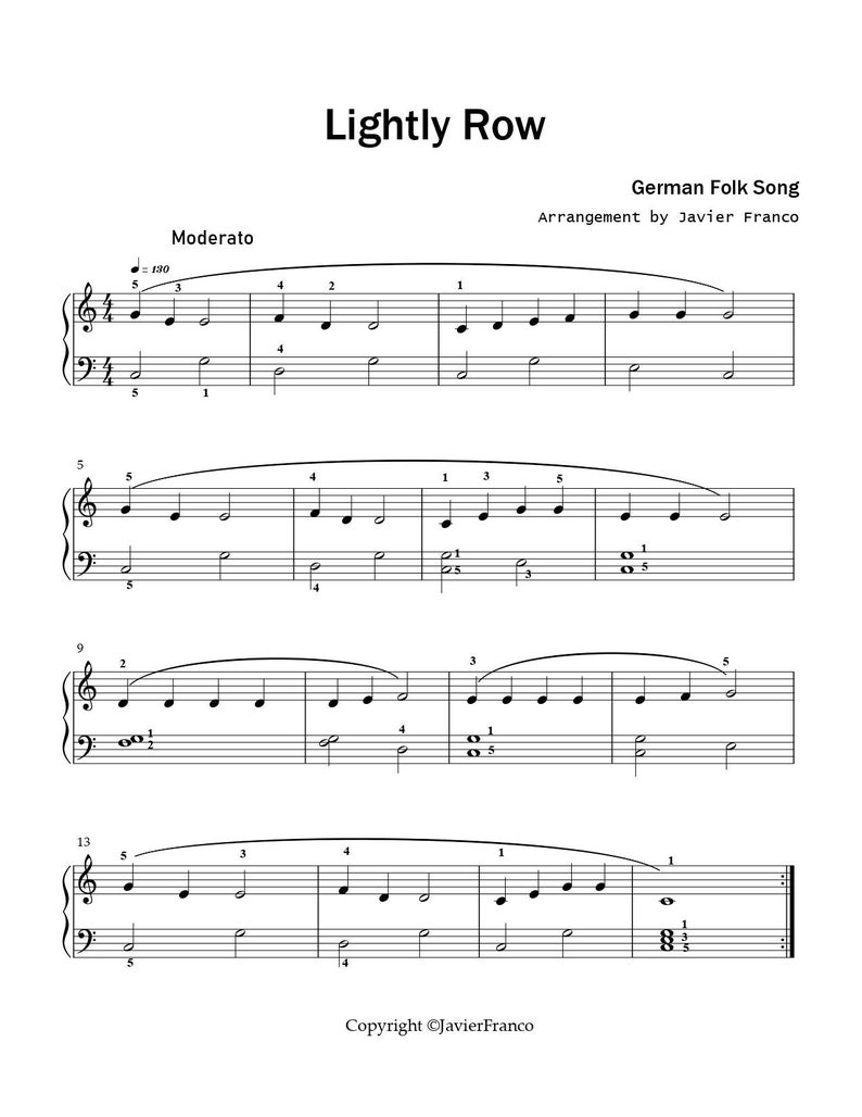 Lightly Row - Piano Easy Sheet - Etsy