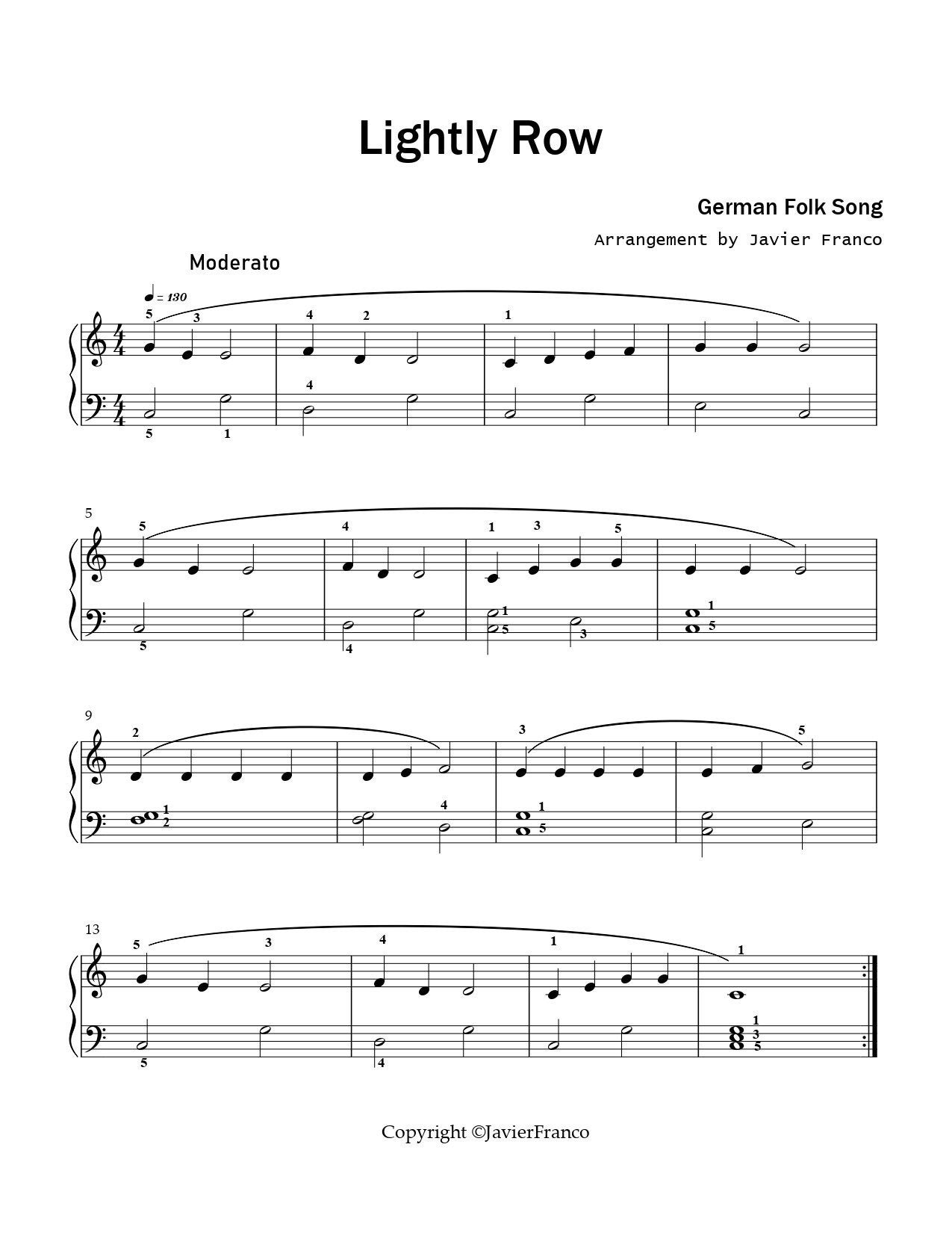 Lightly Row - Piano Easy Sheet - Etsy