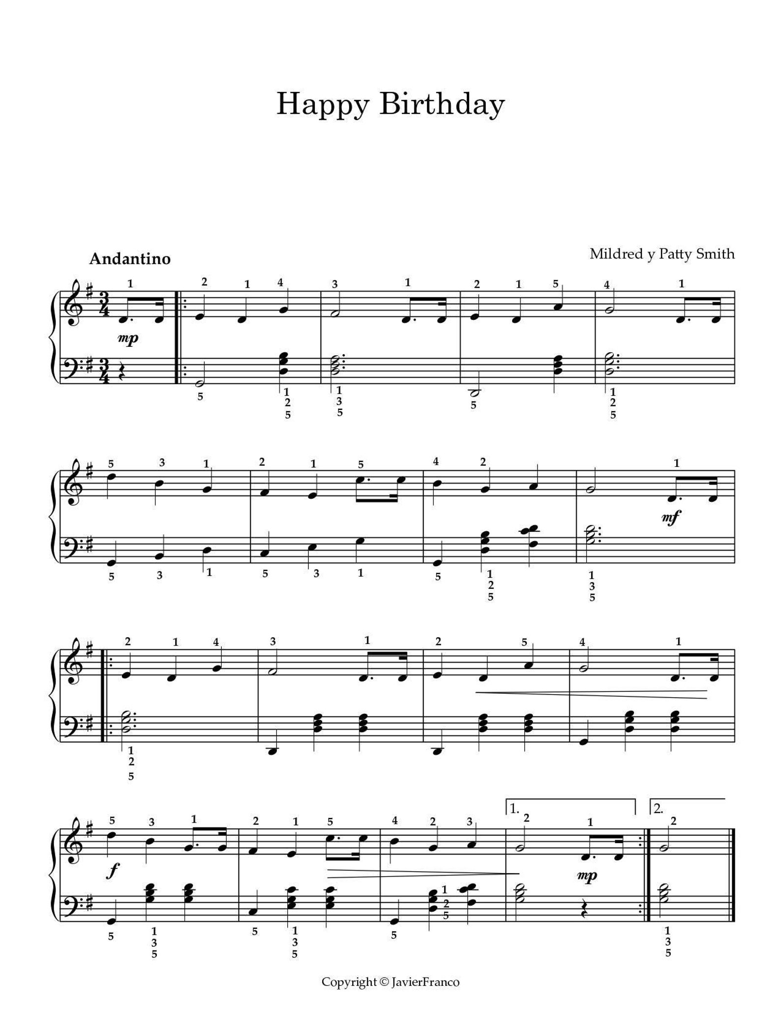 HAPPY BIRTHDAY- Piano- Easy Sheet Music - Etsy