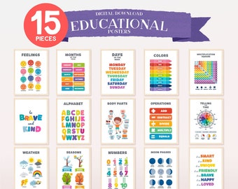 Set of 30 Educational Posters, Homeschool Prints, Montessori Classroom ...