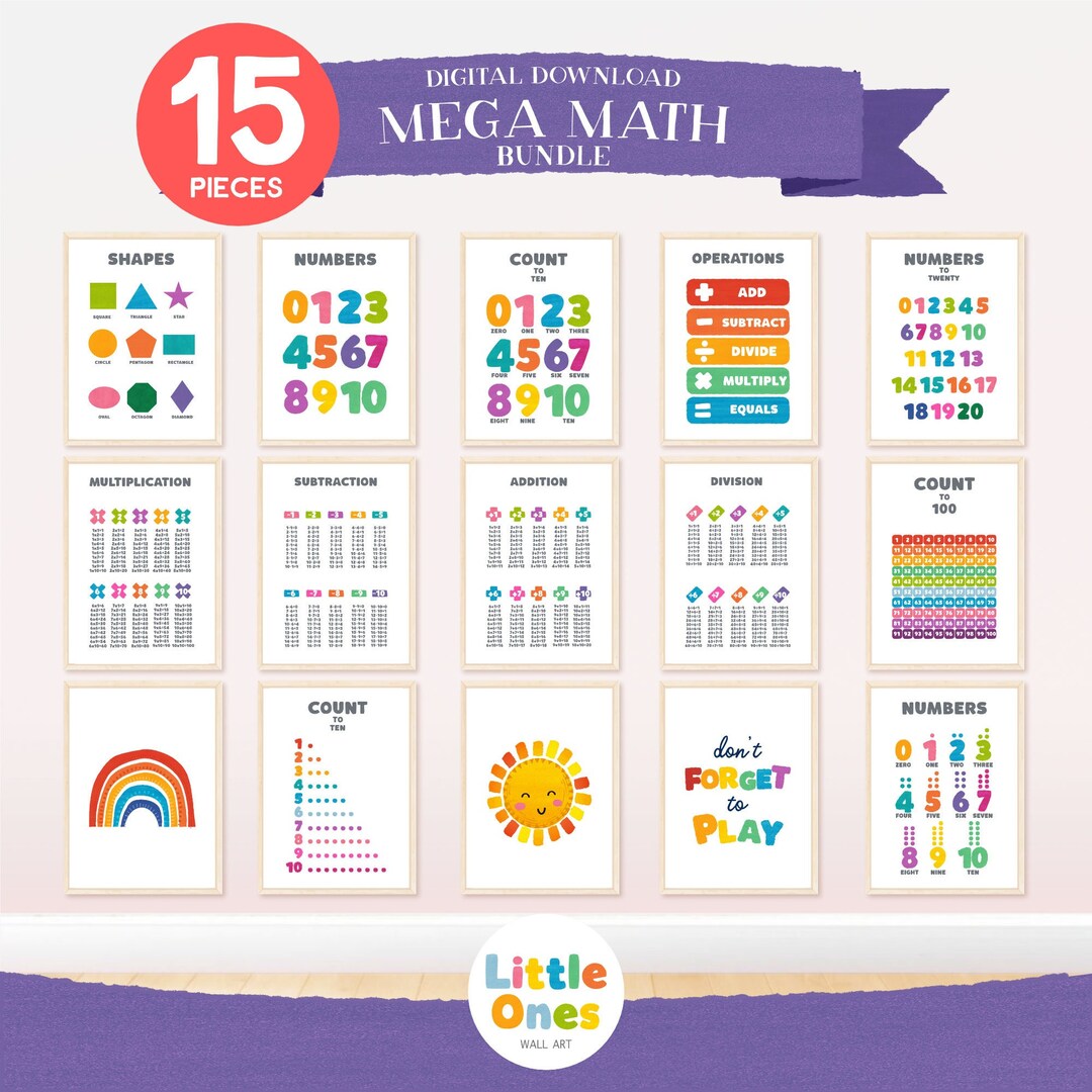 Set of 15 Math Posters, Homeschool Prints, Montessori Classroom Prints ...