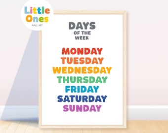 Educational Printables, Montessori Poster, Neutral Days of the Week ...