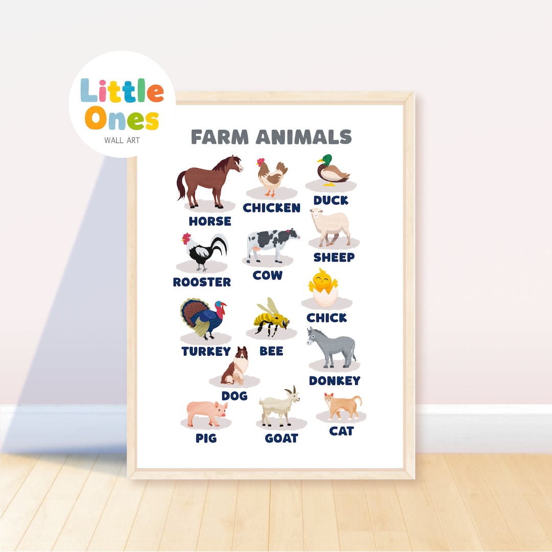Poster Teaching Farm Animals - Etsy