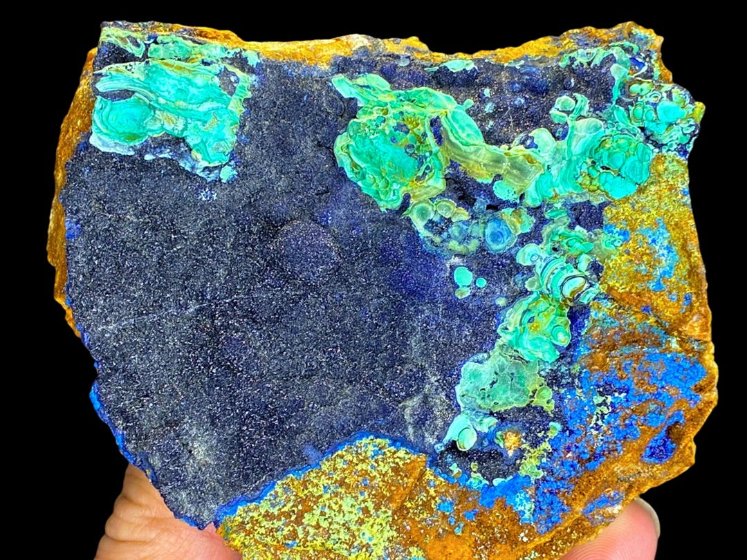 Azurite With Malachite on Matrix Crystal Specimen, Deep Blue, Green ...