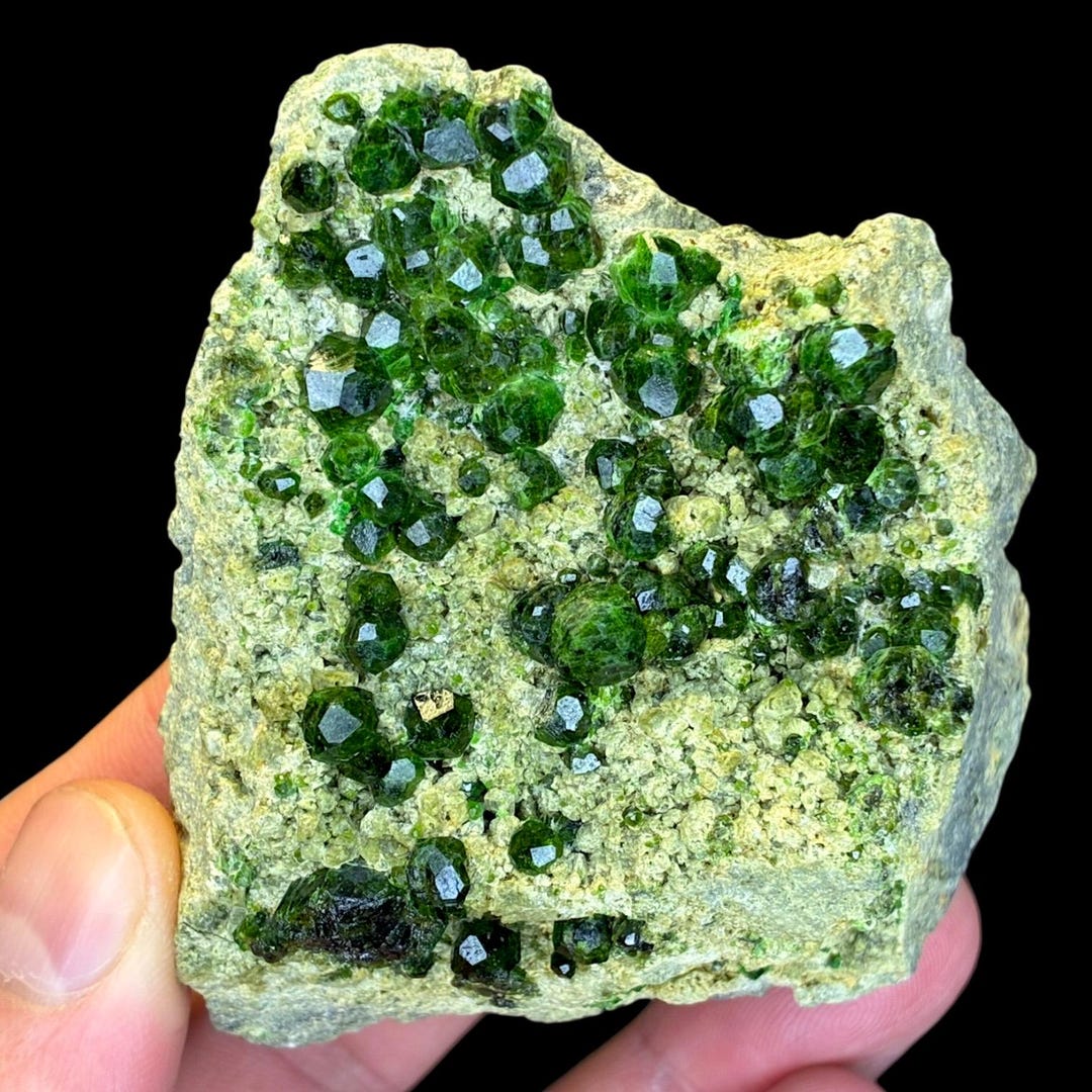 Rare Green Demantoid Garnet on Matrix, Raw Andradite Crystal Cluster ...