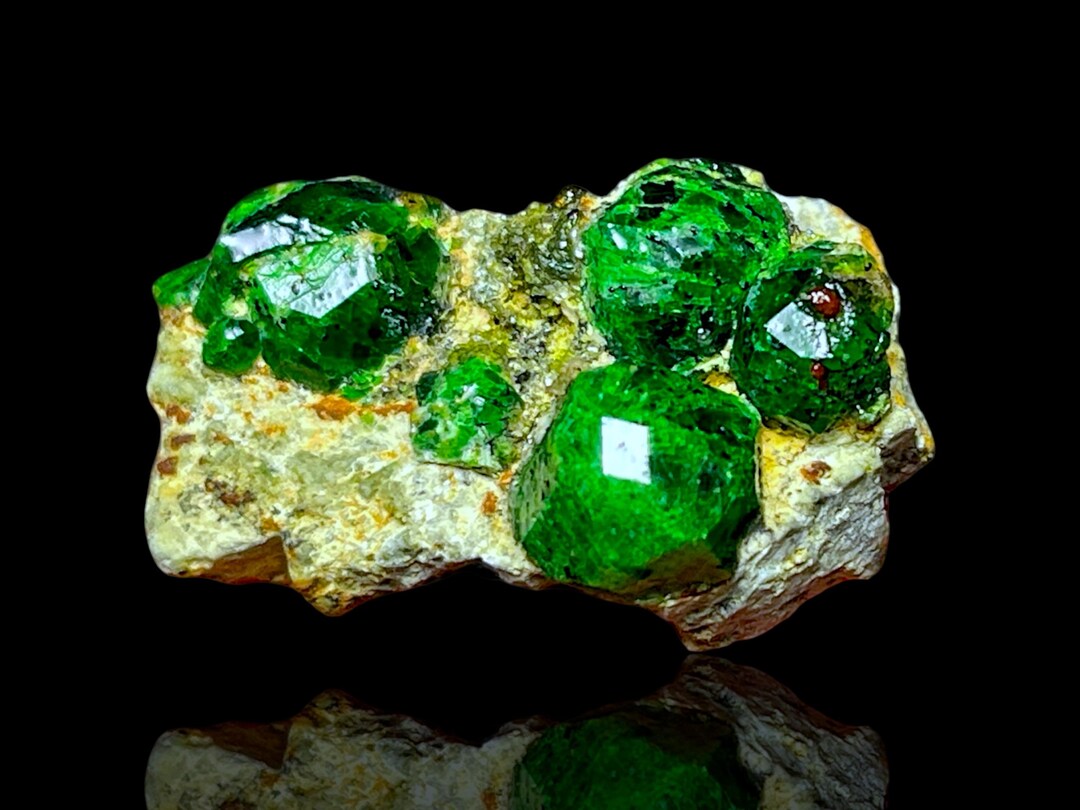 Raw Demantoid Garnet Cluster on Diopside Matrix, Green Garnet Jewelry ...