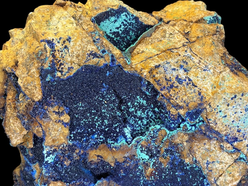 Azurite With Malachite on Matrix Crystal Specimen, Deep Blue, Green ...