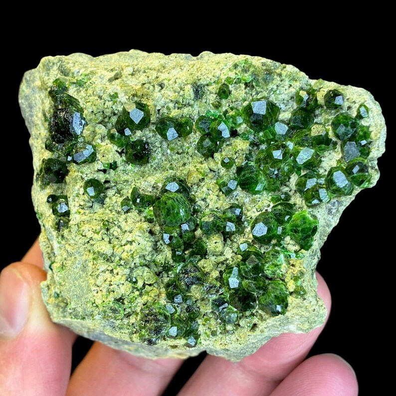 Rare Green Demantoid Garnet on Matrix, Raw Andradite Crystal Cluster ...