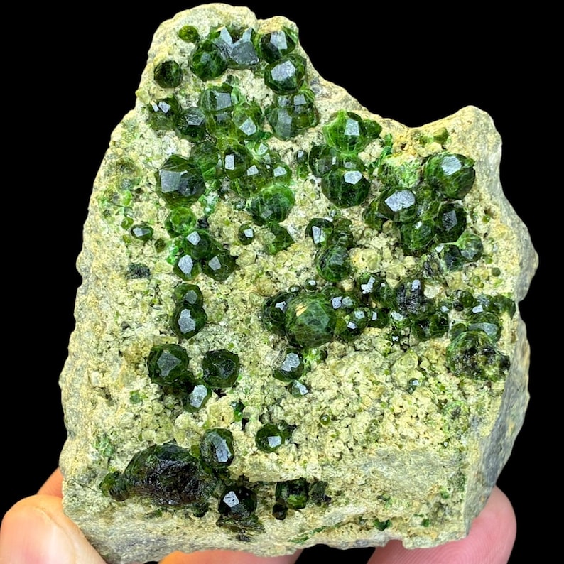 Rare Green Demantoid Garnet on Matrix, Raw Andradite Crystal Cluster ...