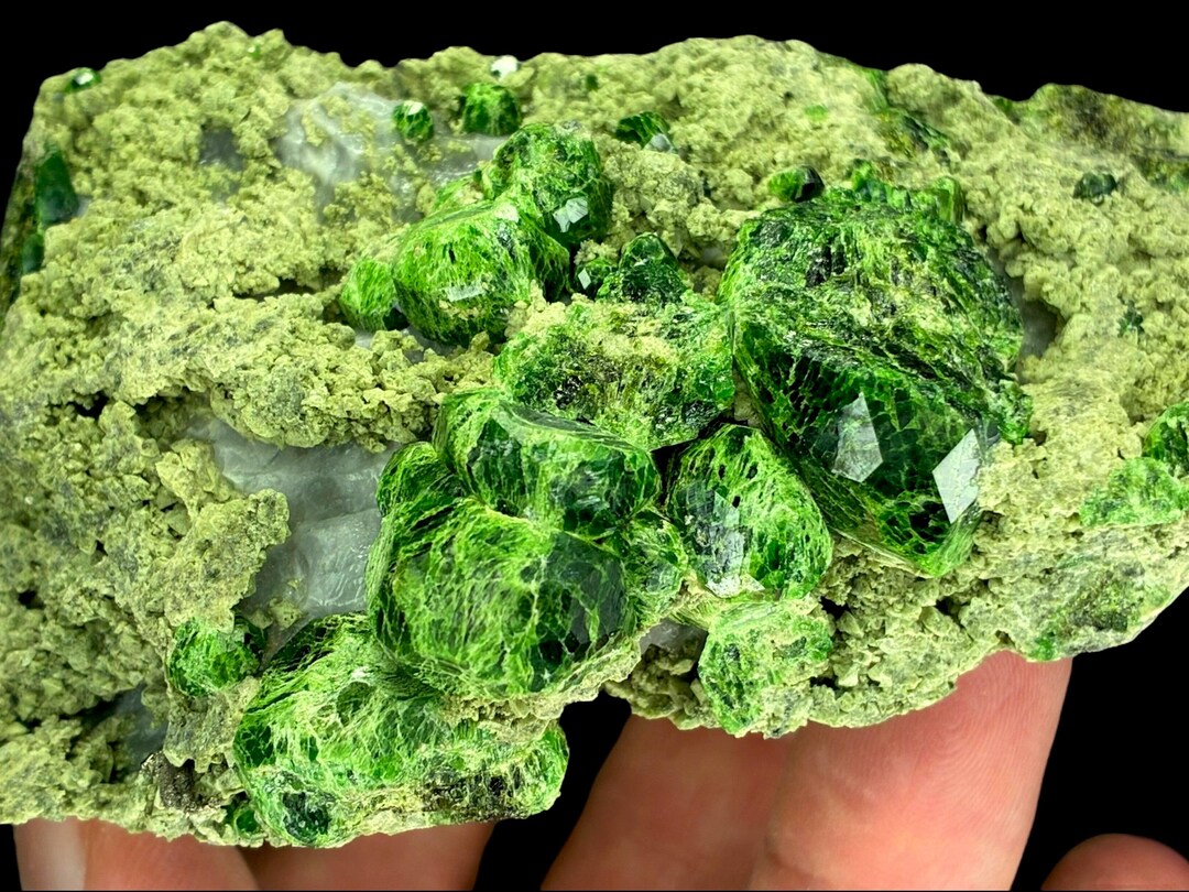 Natural Rare Green Demantoid Garnet Crystal on Matrix, Andradite ...