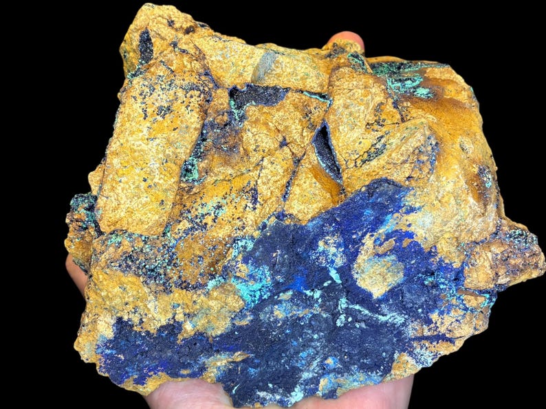 Azurite With Malachite on Matrix Crystal Specimen, Deep Blue, Green ...