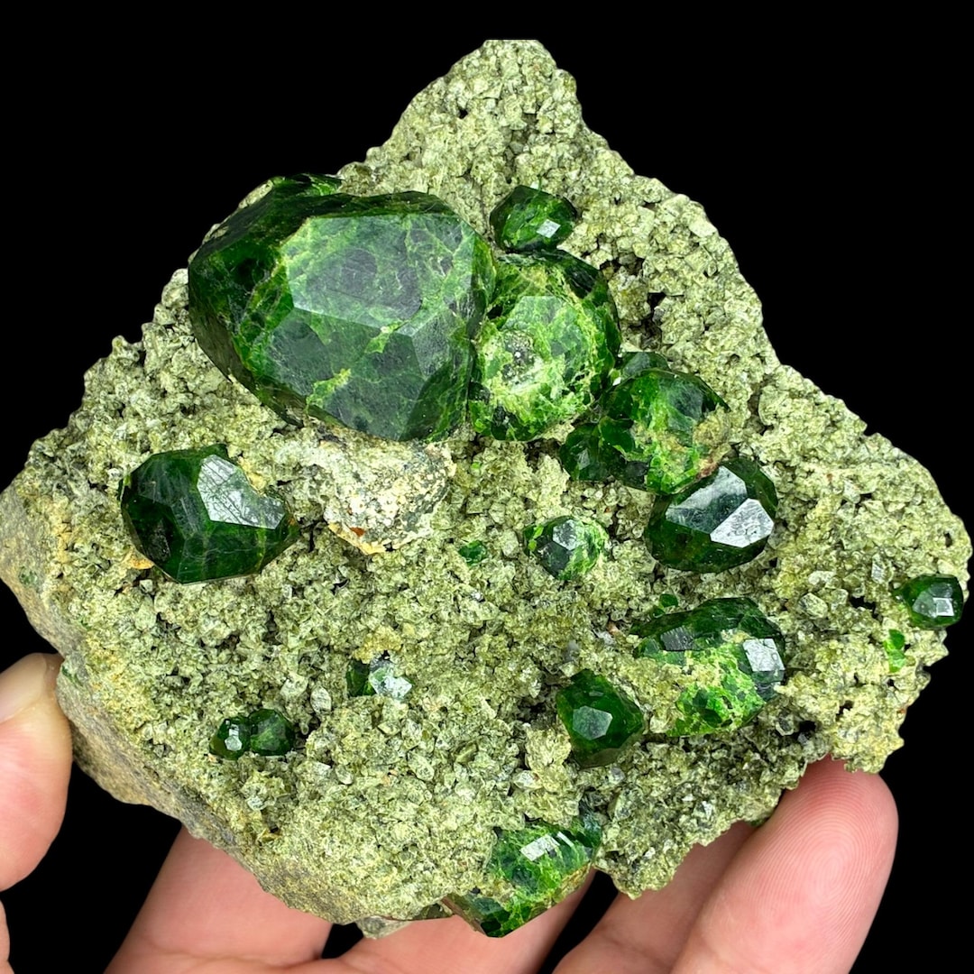 Rare Green Demantoid Garnet on Matrix, Raw Andradite Crystal Cluster ...