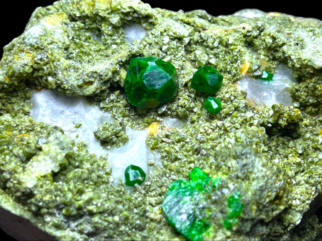 Natural Rare Green Demantoid Garnet Crystal Specimen on Matrix, Mineral ...