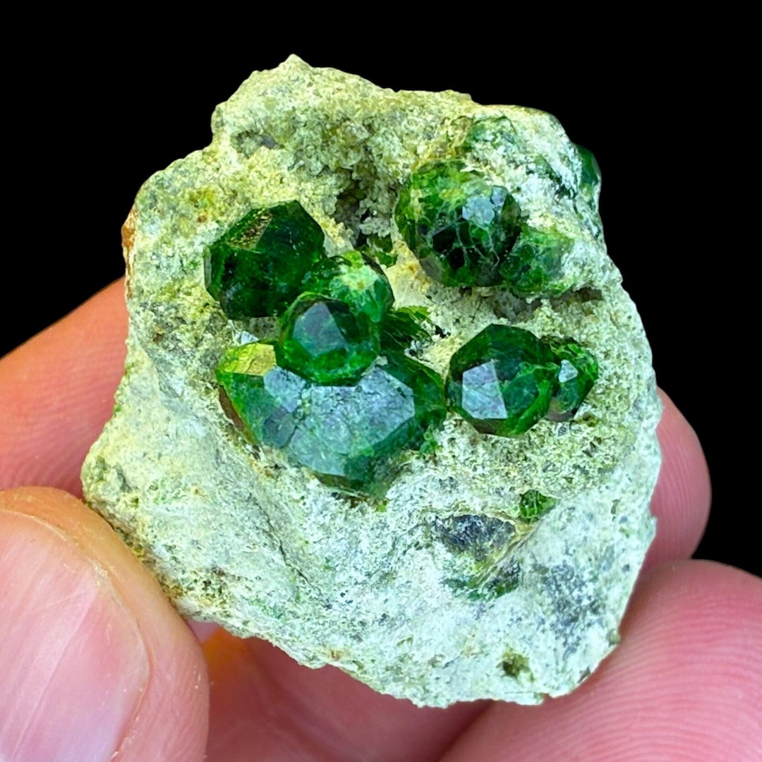 Rare Green Demantoid Garnet on Matrix, Raw Andradite Crystal Cluster ...