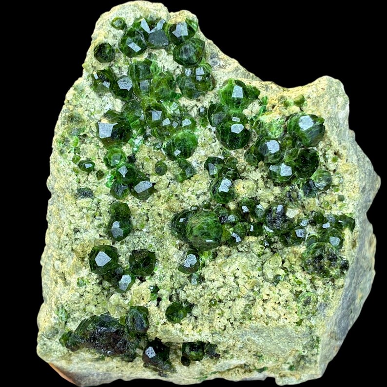 Rare Green Demantoid Garnet on Matrix, Raw Andradite Crystal Cluster ...