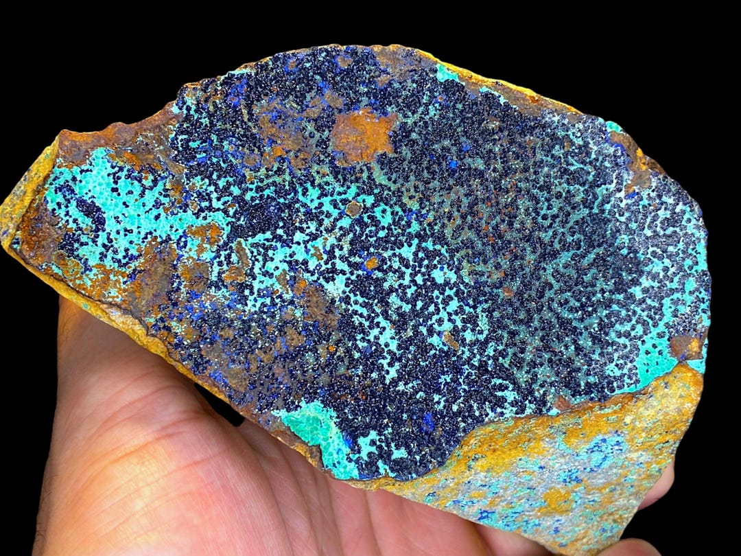 Azurite With Malachite on Matrix Crystal Specimen, Deep Blue, Green ...