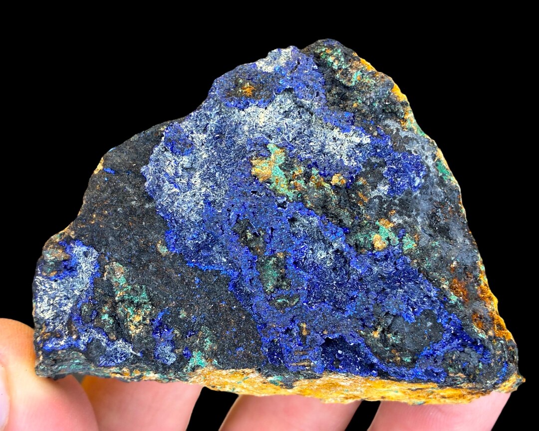Natural Azurite With Malachite on Matrix, Deep Blue, Green Crystal ...