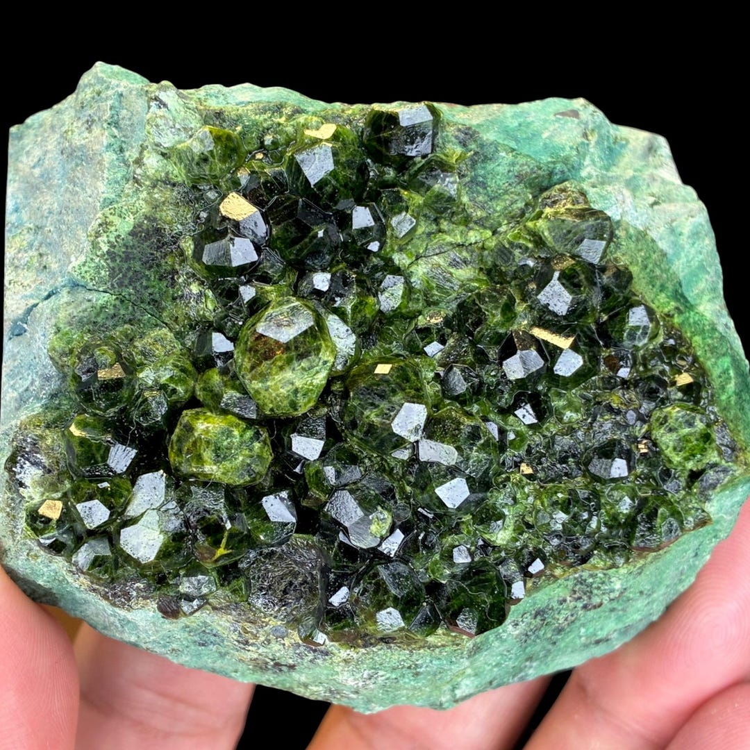 Natural Rare Green Demantoid Garnet Crystal Specimen on Matrix, Mineral ...