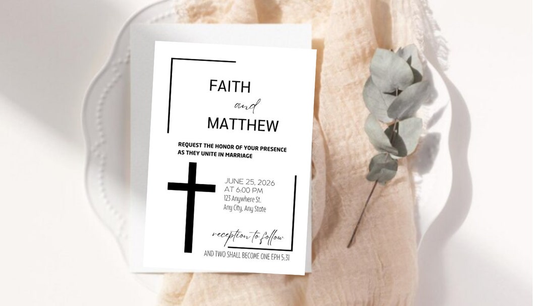Christian Wedding Invitation Template - Editable - Etsy