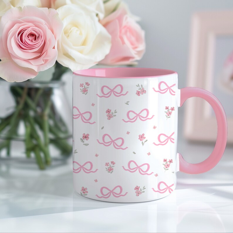 Coquette Mug, Coquette Aesthetic Mug, Coquette Floral Mug, Bow Mug ...