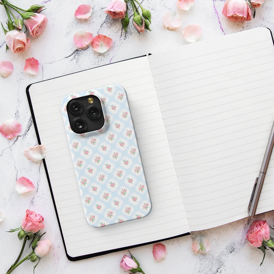 Coquette Aesthetic Blue Floral Phone Case for iPhone 14 13 12, Pink ...