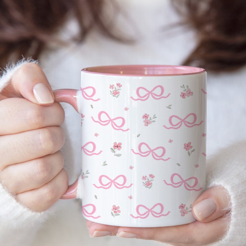 Coquette Mug, Coquette Aesthetic Mug, Coquette Floral Mug, Bow Mug ...
