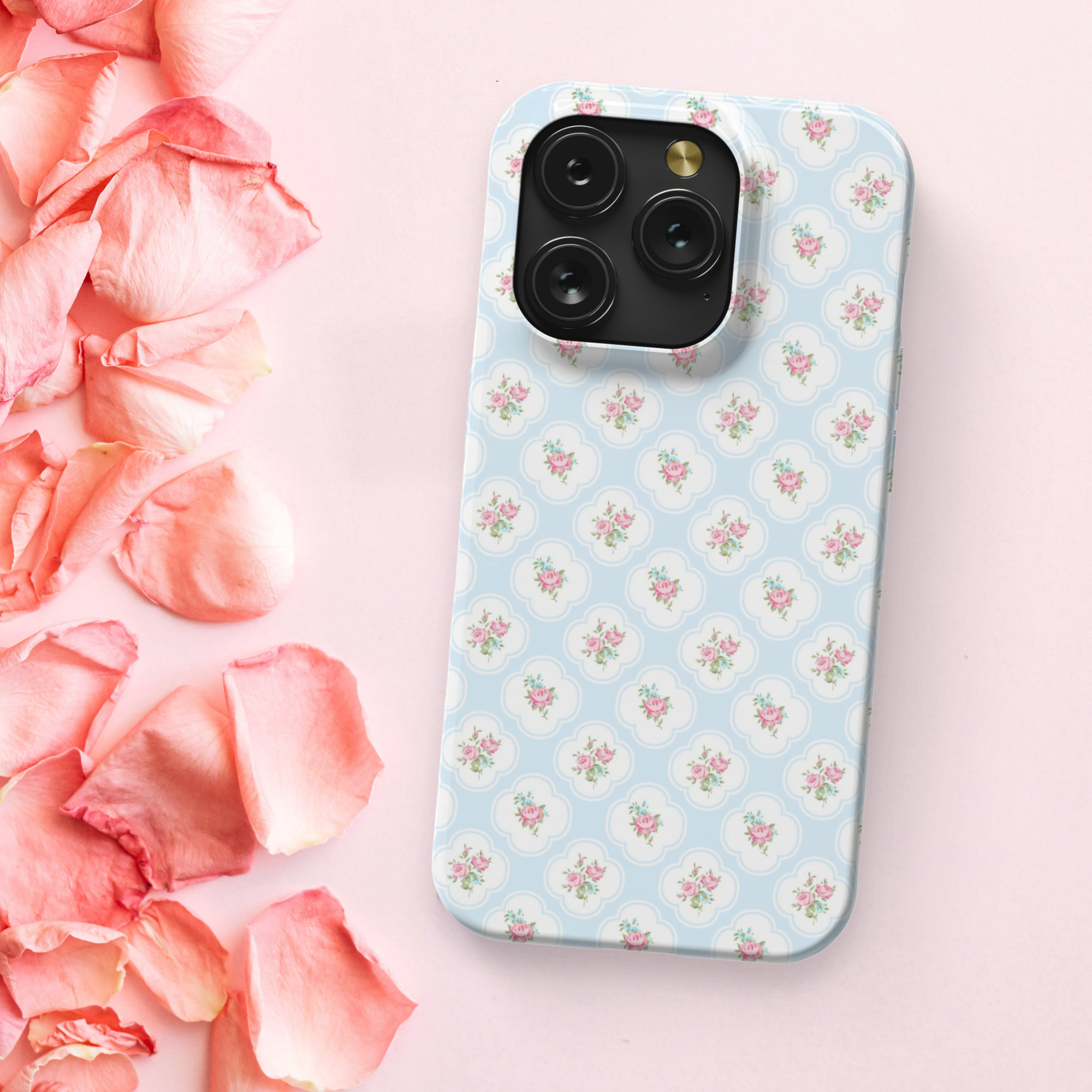 Coquette Aesthetic Blue Floral Phone Case for iPhone 14 13 12, Pink ...
