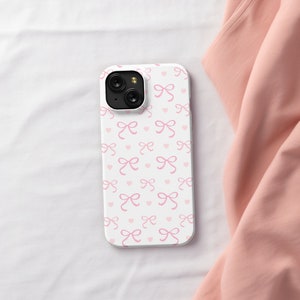 Coquette Aesthetic Pink Bow Phone Case for iPhone 14 13 12, Pink Girly ...