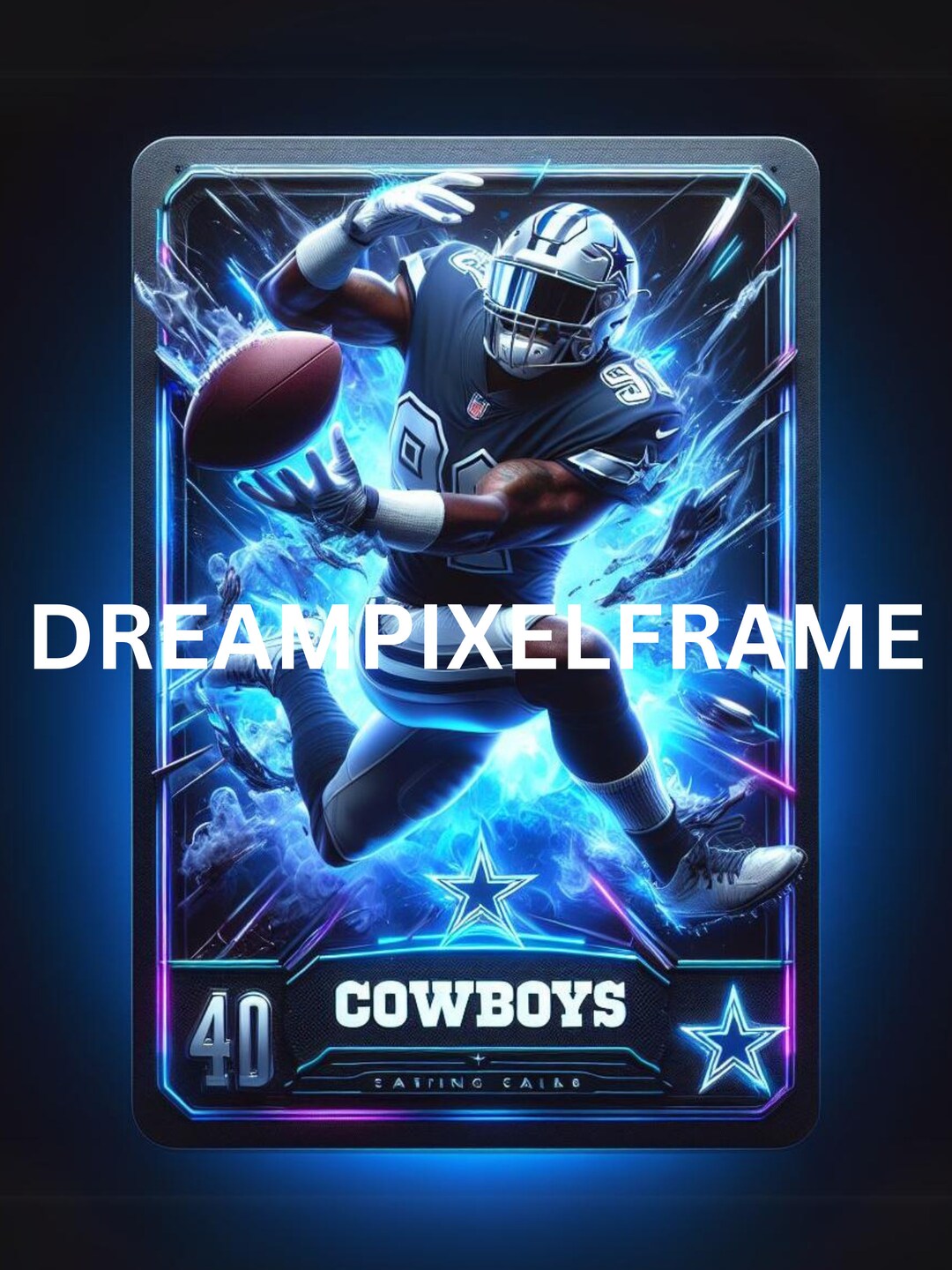 Neon Dallas Cowboys 3D Poster Player Catching Ball, Football Fan Art ...