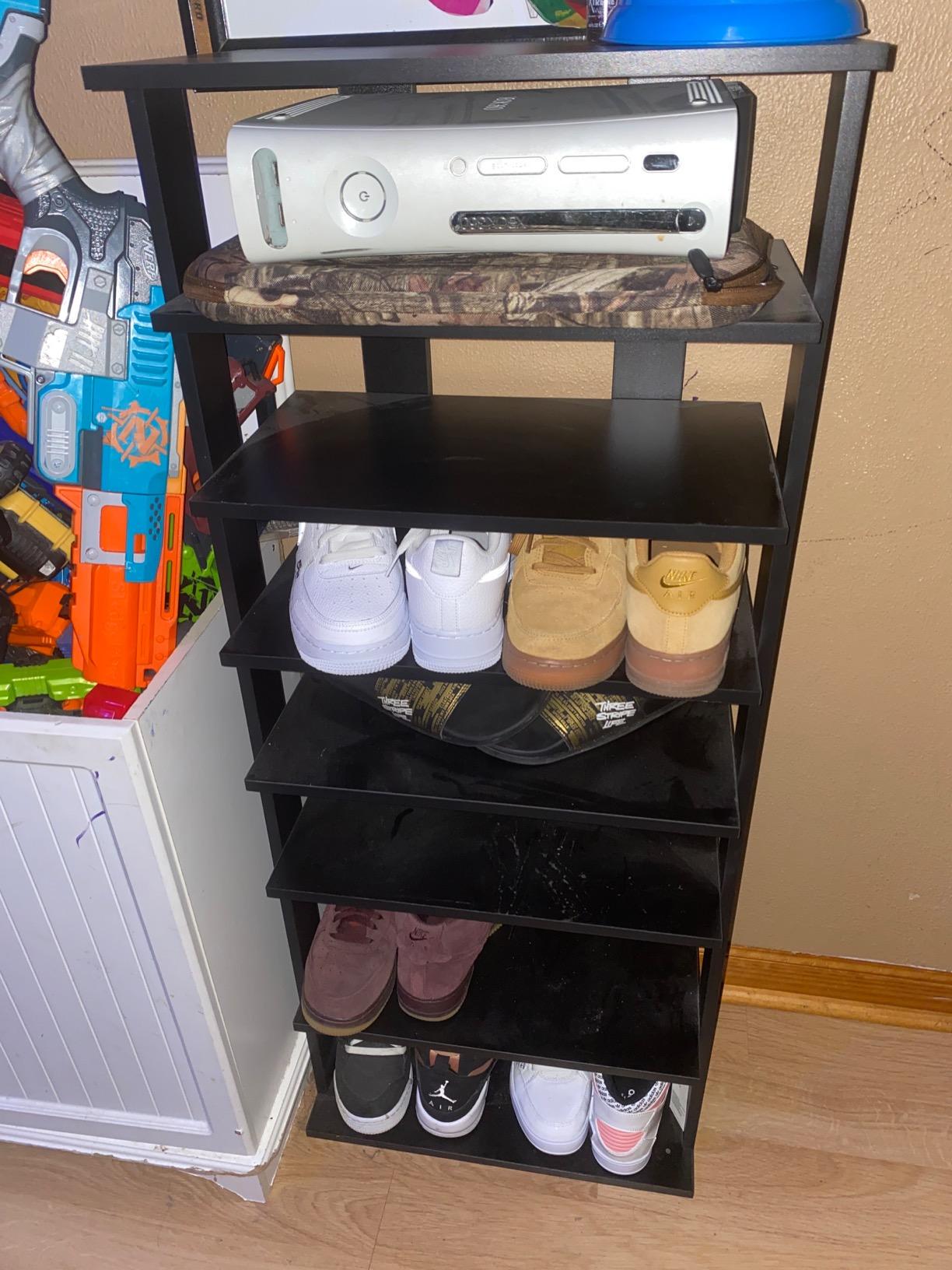 Wooden Shoe Rack 8 Tiers Vertical Shoe Rack Corner Shoe Rack Narrow ...