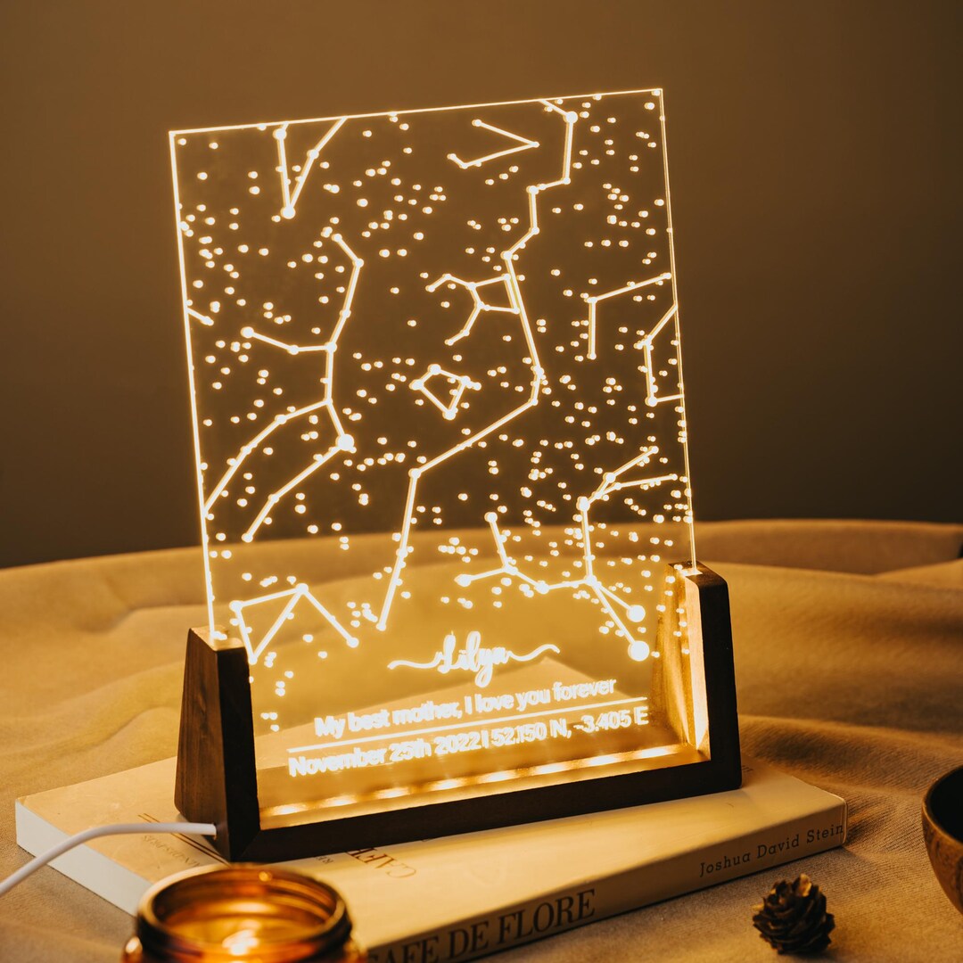 Mom Birthday Gift，custom Star Map by Date, Star Map Night Light ...